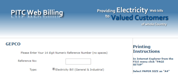 GEPCO Online Bill (Checking, Printing & Downloading)